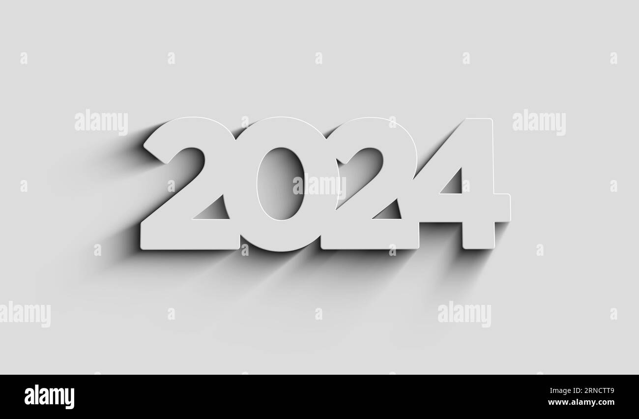 2024 year futuristic new neon symbol with natural shadow. Cyber ...