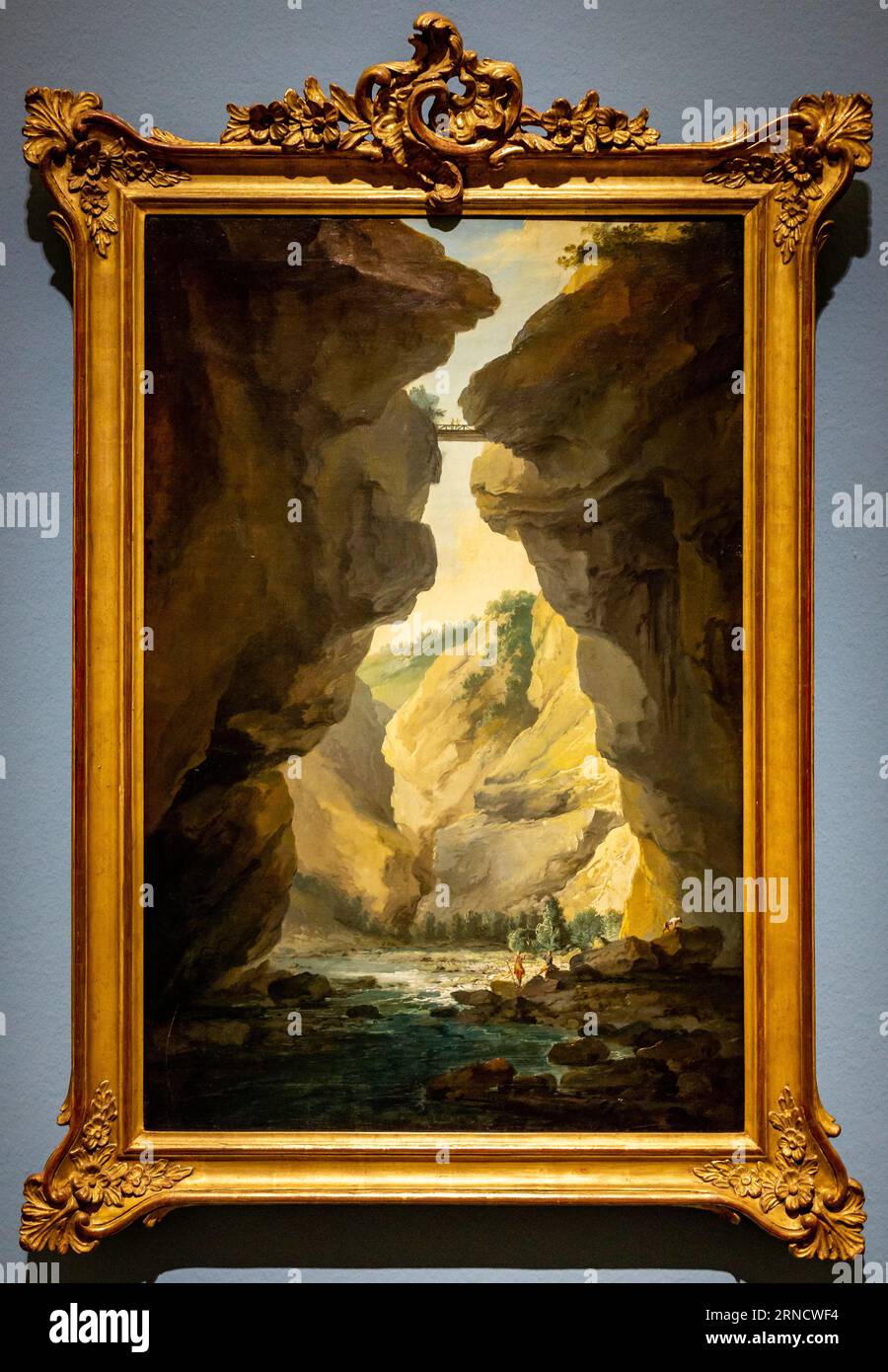 Bridge and Dala Gorge in Leuk, seen upstream between circa 1774 and ...