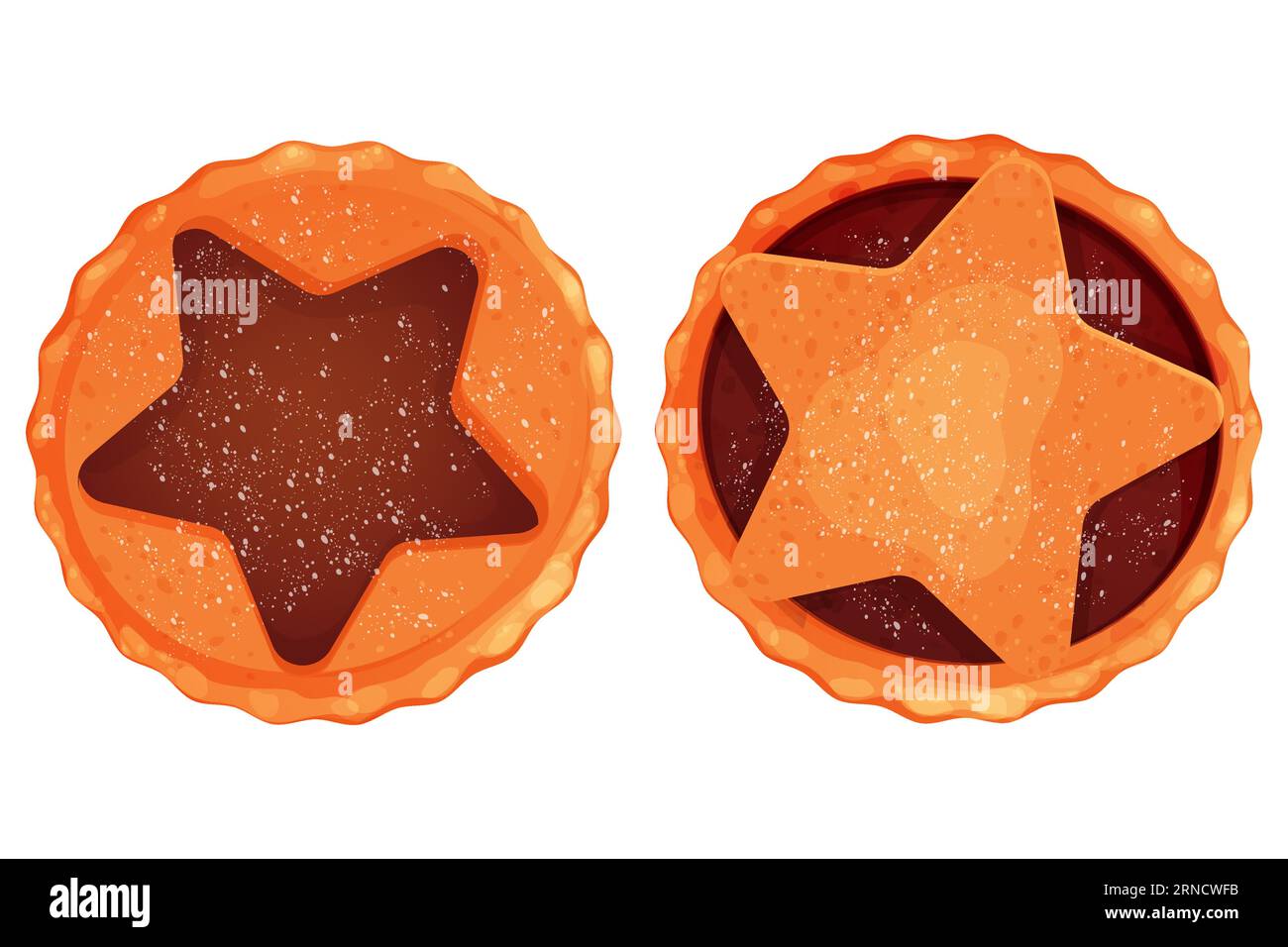 Christmas english mince pie with star top view in cartoon style ...