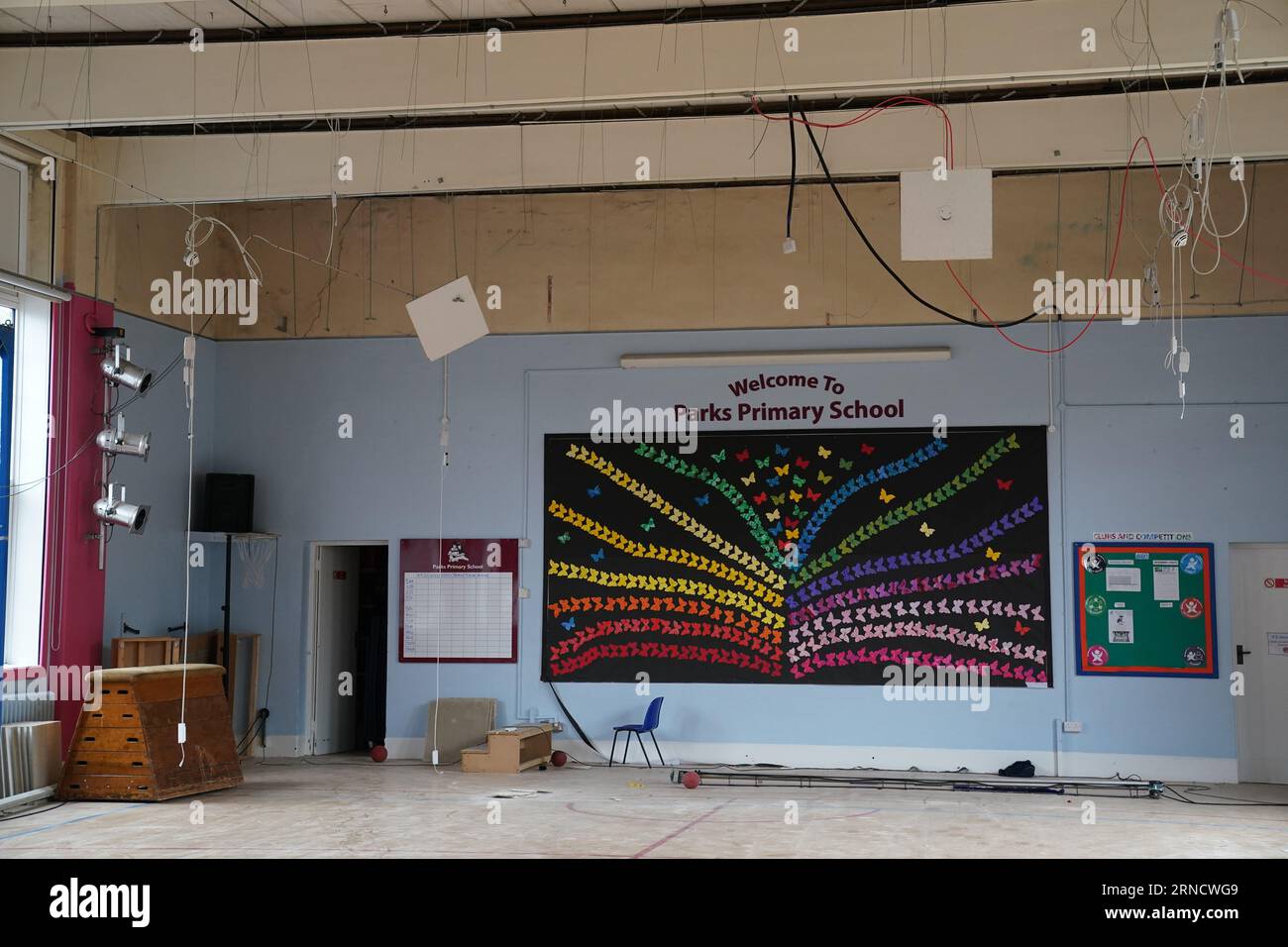 Damage inside Parks Primary School in Leicester which has been affected ...