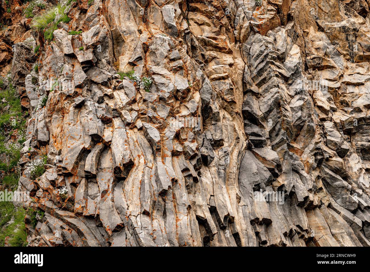 natural rock background texture. Basalt columns, rock formation ...