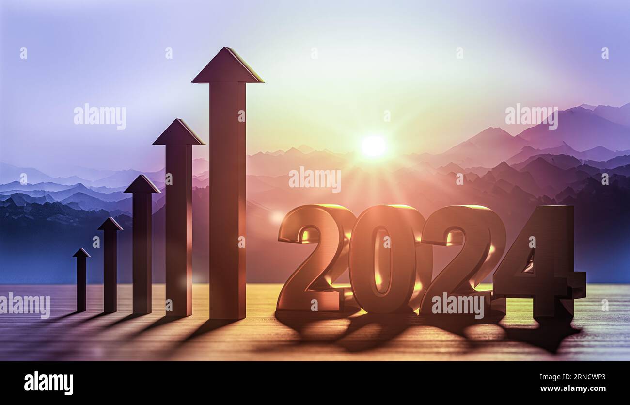2024 new year. Development and growth concept. Future planning goals ...