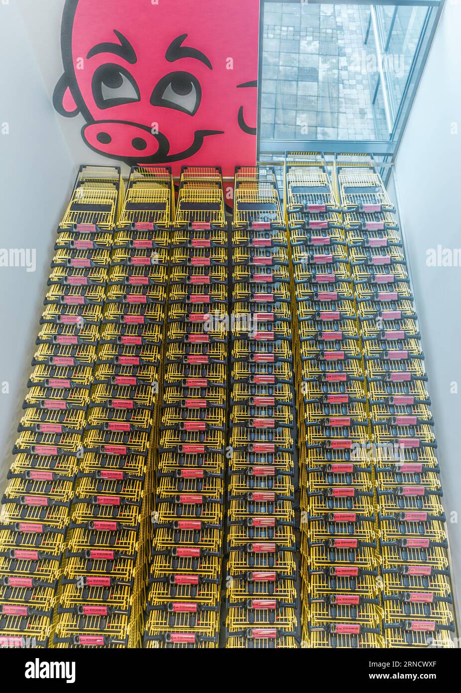 Icelandic Bónus supermarket trolleys and the iconic pink pig create a ...