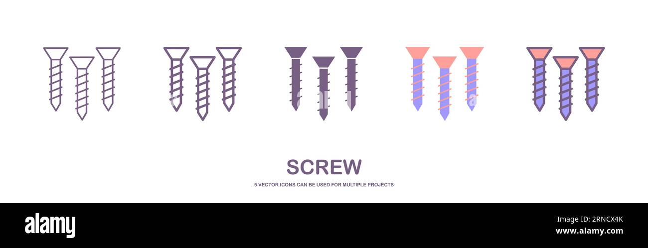 Single line icon of self-tapping screw icon on isolated white ...