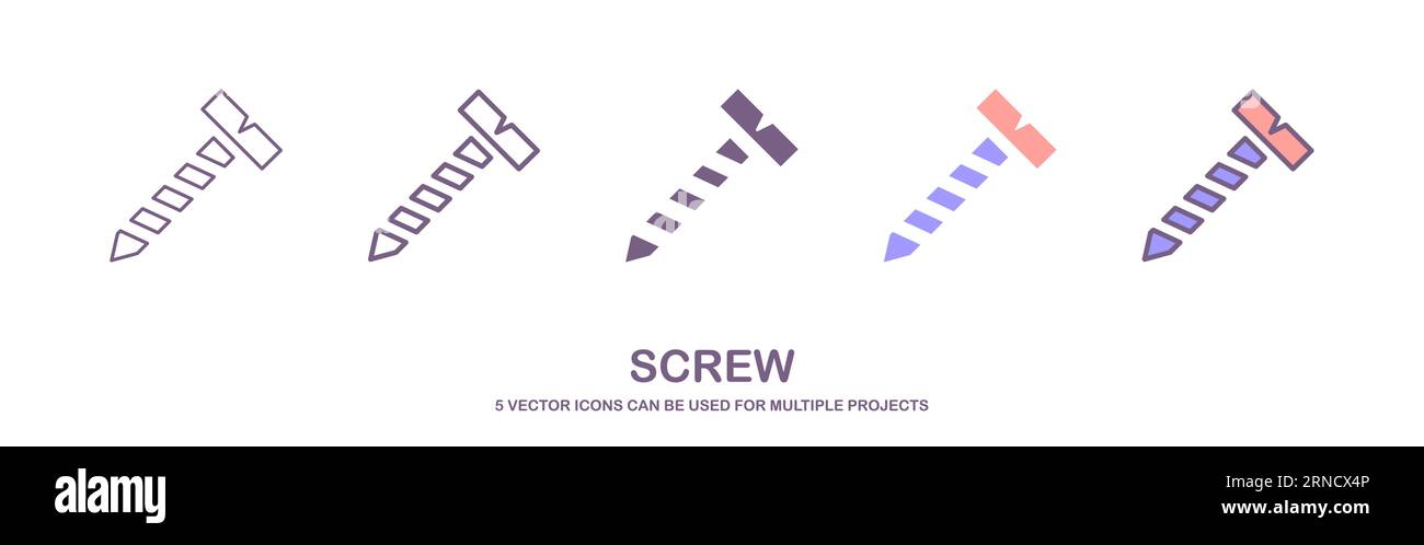 Single line icon of self-tapping screw icon on isolated white ...