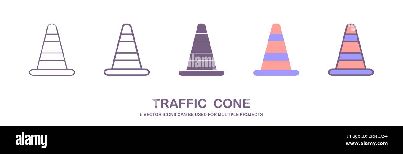 Road cone orange and striped, realistic flat vector illustration ...