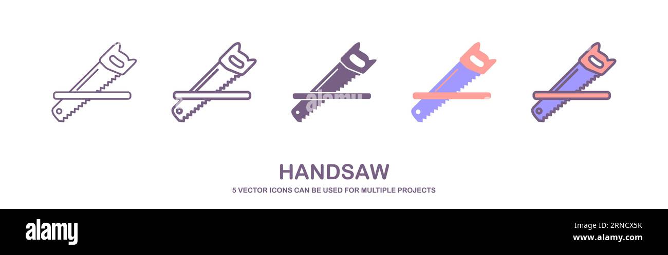 Vector set of realistic hacksaw icons. Saw for garden. handsaw ...