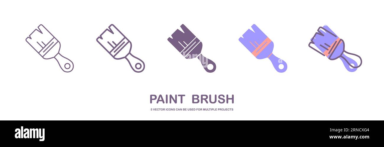 Paint brush line icon, outline vector sign, linear style pictogram ...