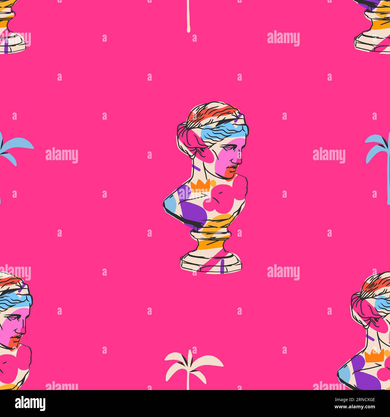 Hand drawn vector abstract graphic, greek ancient sculpture statues and ...