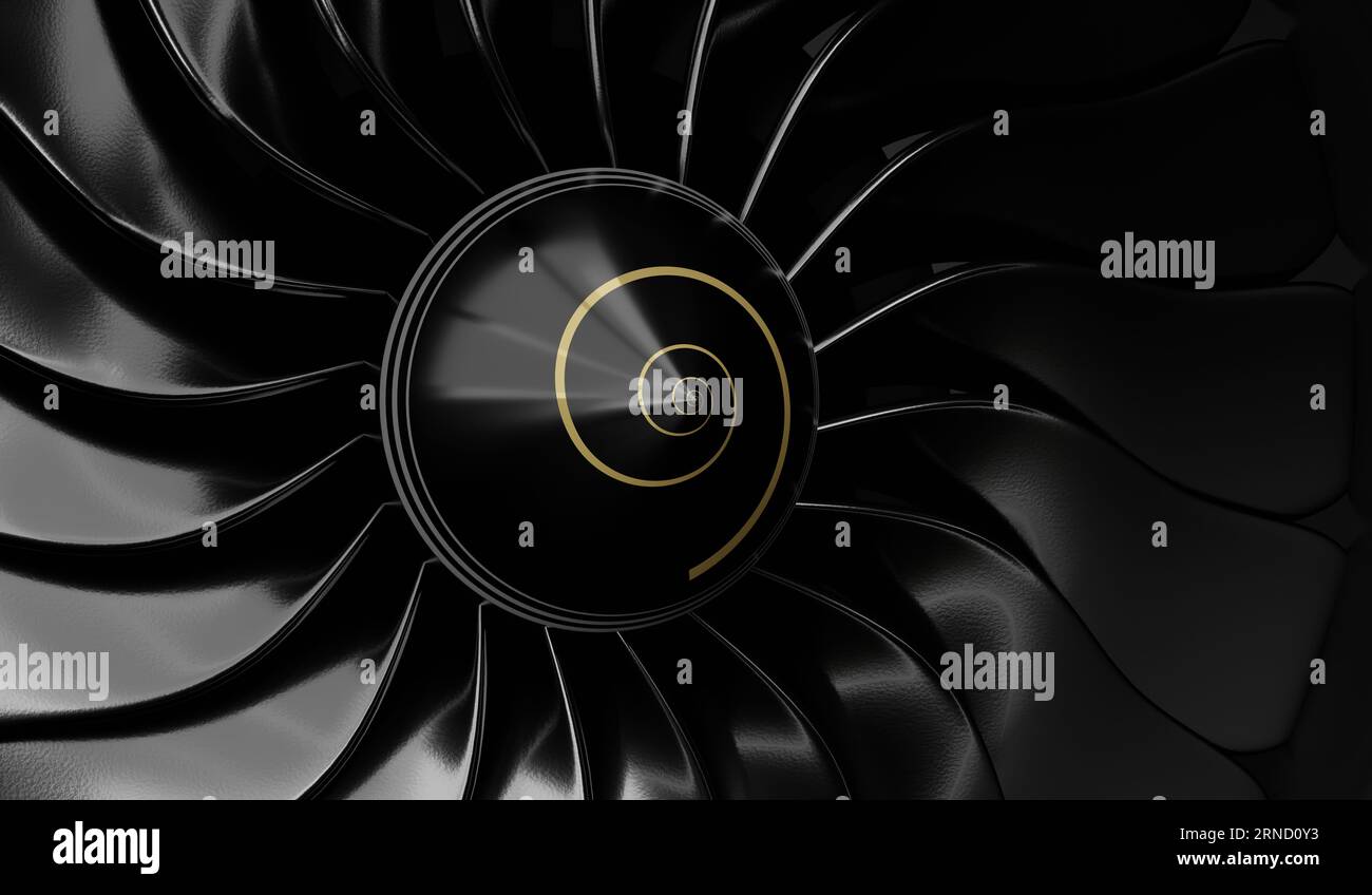 Jet engine blades - close-up - 3D illustration Stock Photo - Alamy