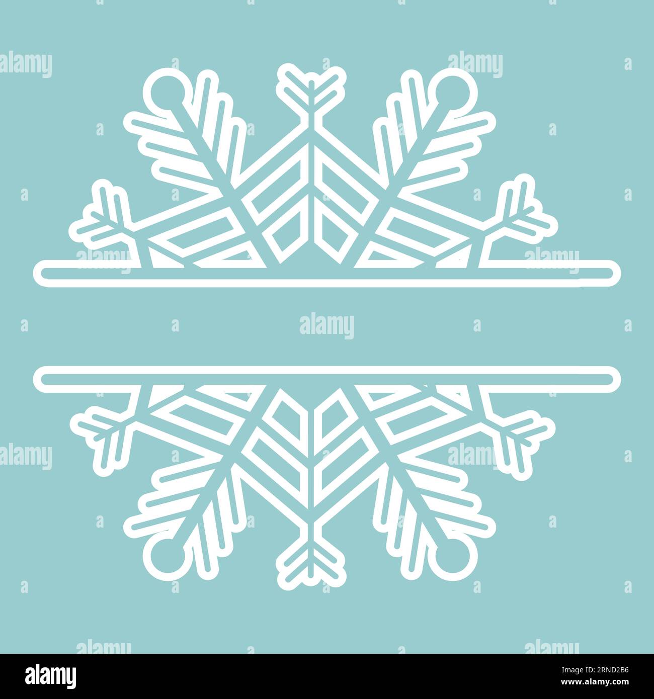 Decoration snowflake frame, monogram for text, cutout, line isolated on ...