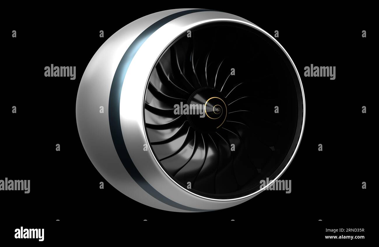 Jet engine isolated on black background - 3D illustration Stock Photo ...