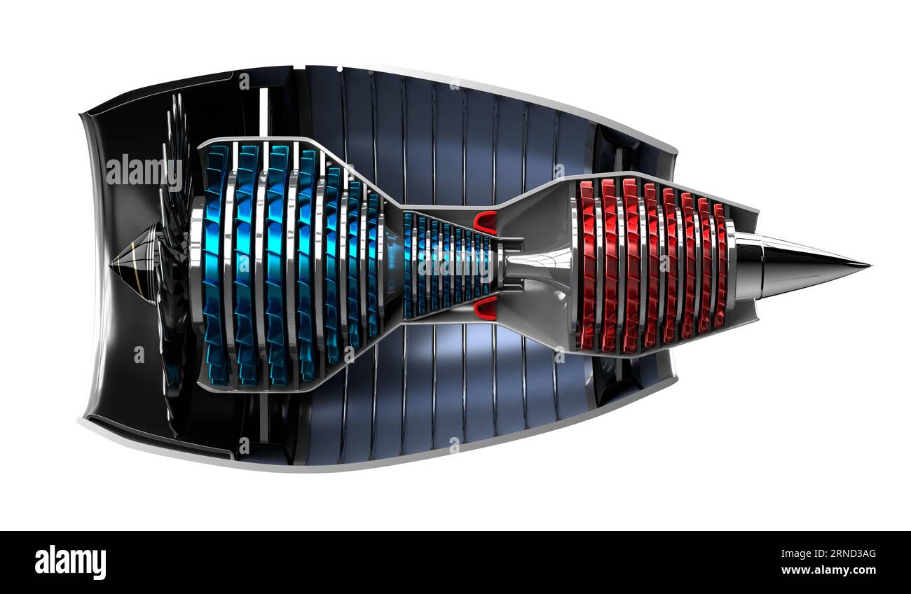 Jet engine inside - on white background - 3D illustration Stock Photo ...