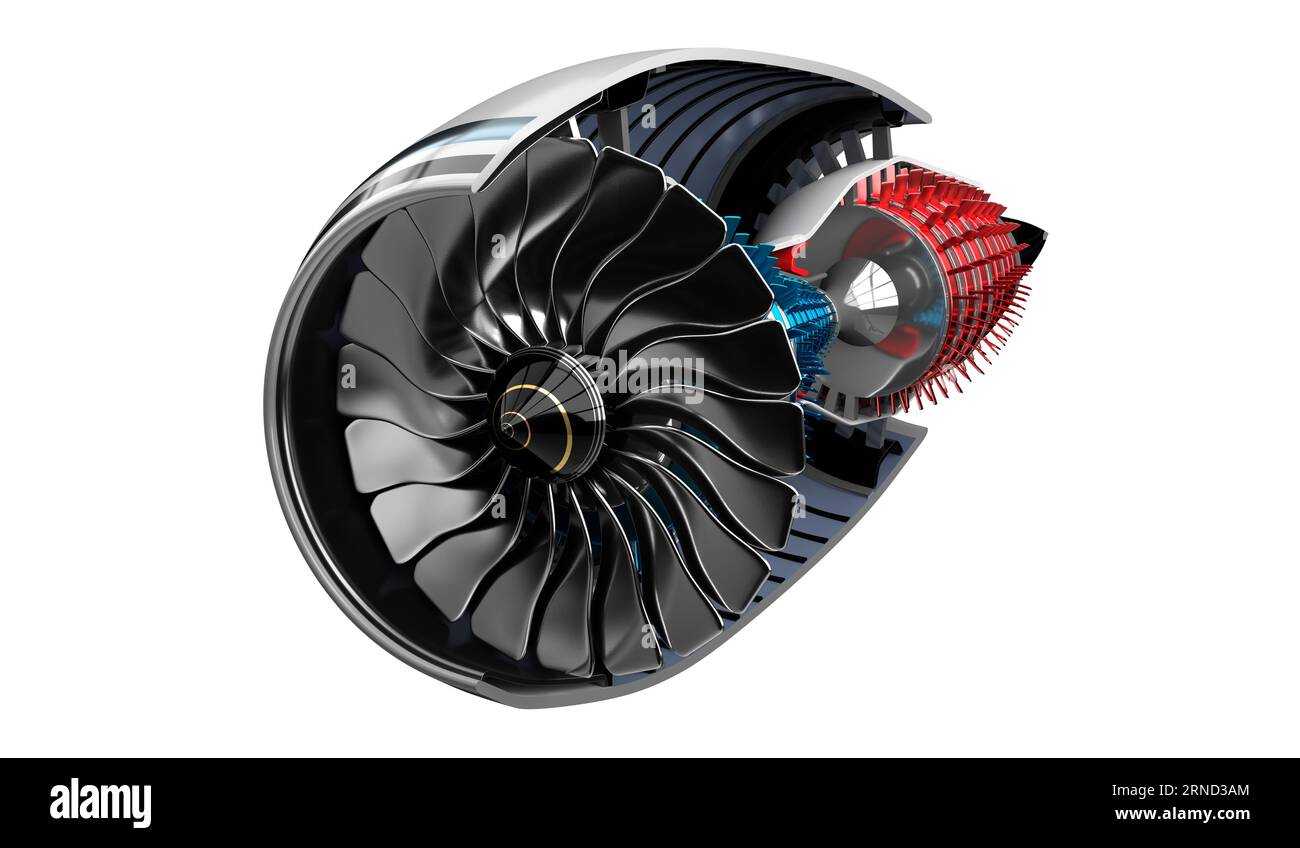 Jet engine inside - on white background - 3D illustration Stock Photo ...