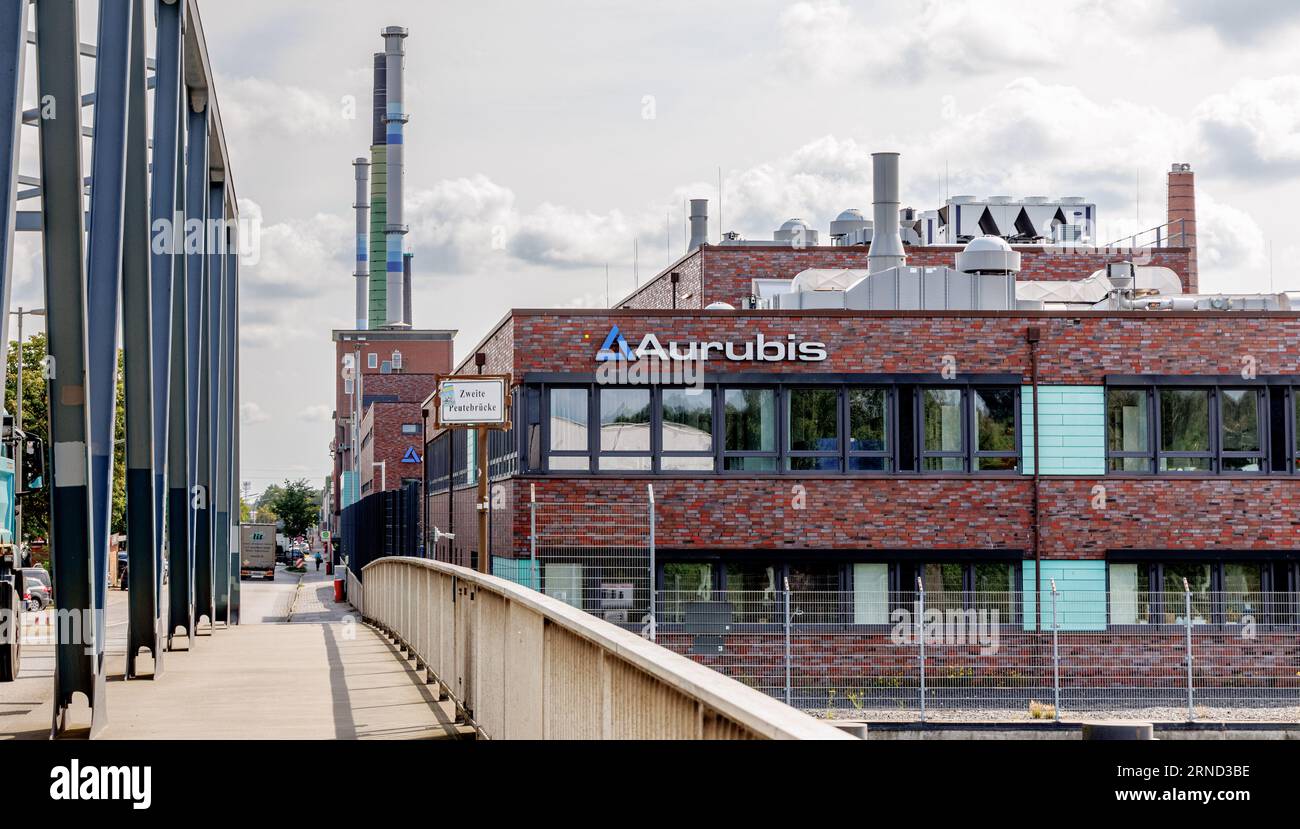 Hamburg, Germany. 01st Sep, 2023. The lettering "Aurubis" is on an ...