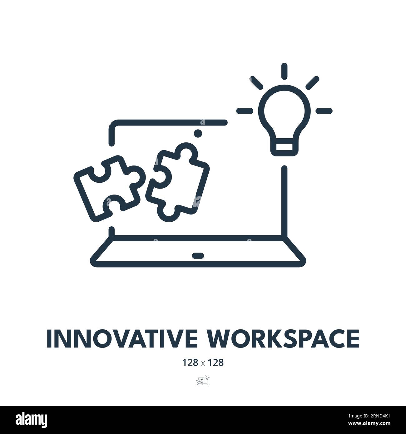 Innovative Workspace Icon. Workplace, Laptop, Desktop. Editable Stroke. Simple Vector Icon Stock ...