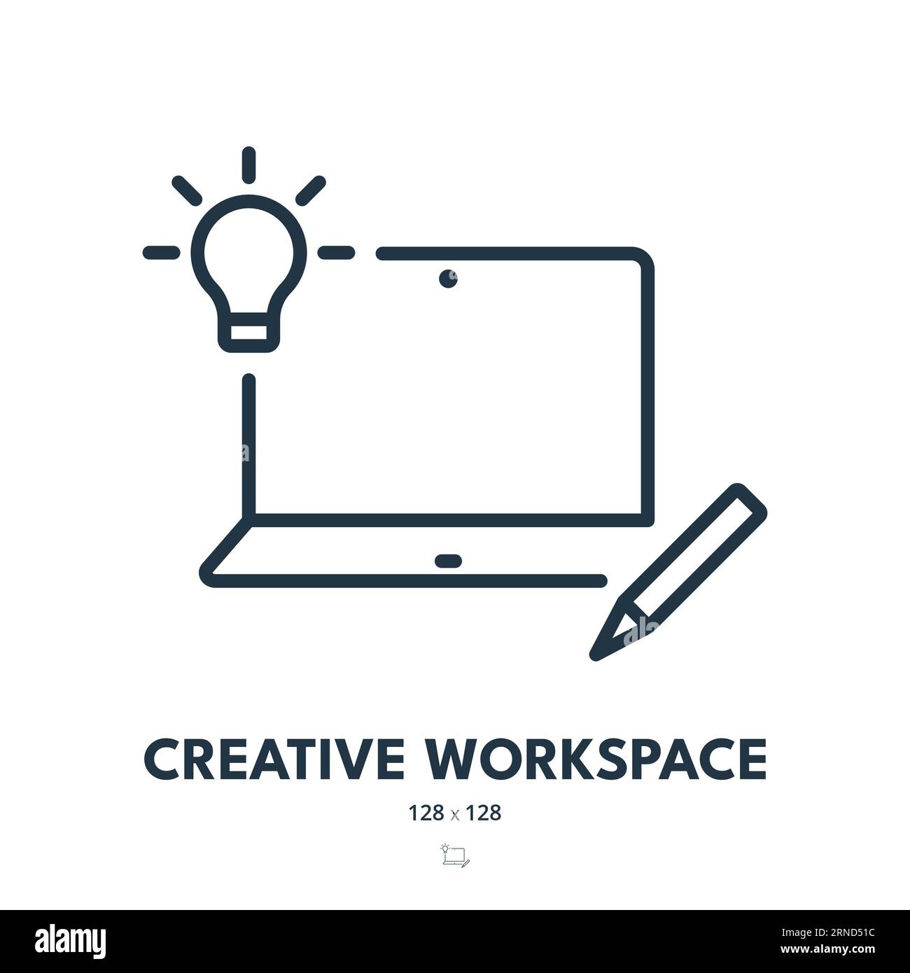 Creative Workspace Icon. Workplace, Laptop, Contemporary. Editable ...