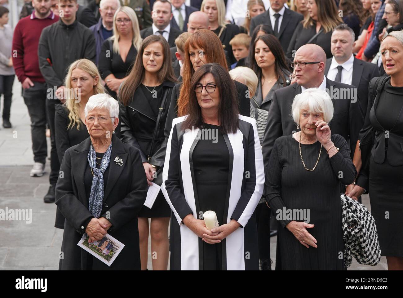 Brigid McSweeney (centre) following the funeral of her children Luke ...