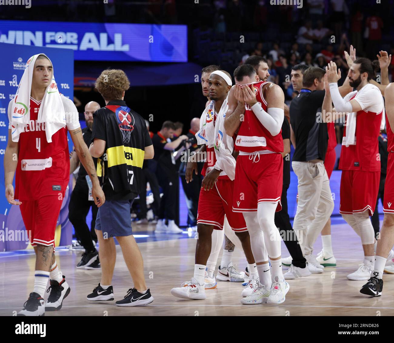 Georgia players are pictured after losing to Germany in a FIBA ...