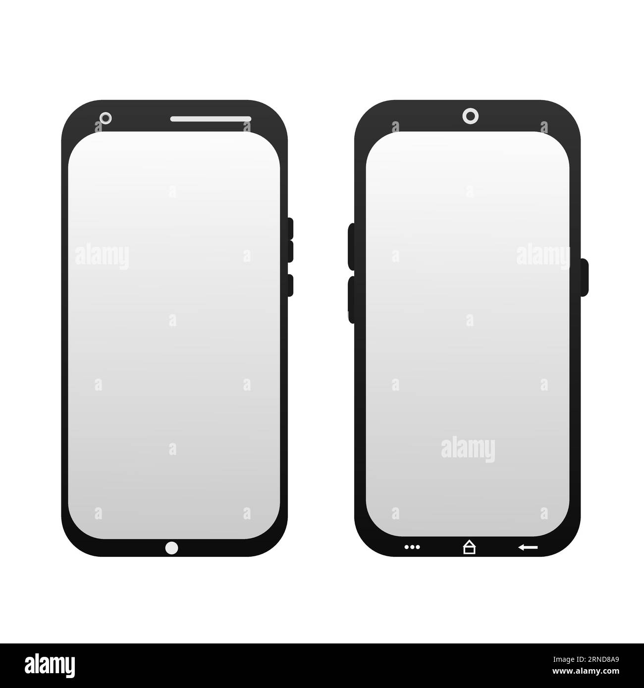 Smartphone two models with blank copy space and editable screen for ...