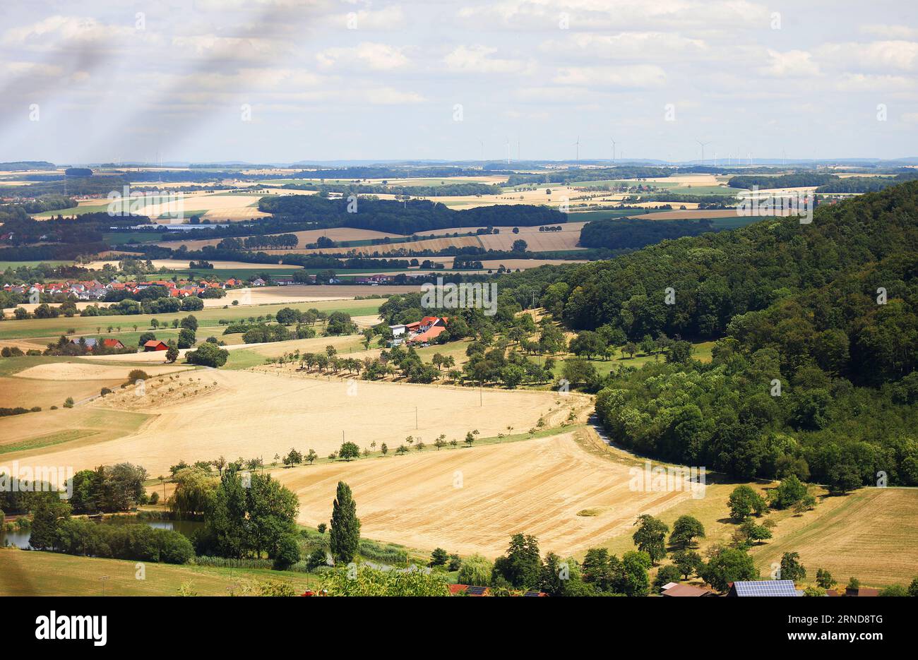 The view of the Hohenlohe plain from Waldenburg, Baden-Württemberg ...