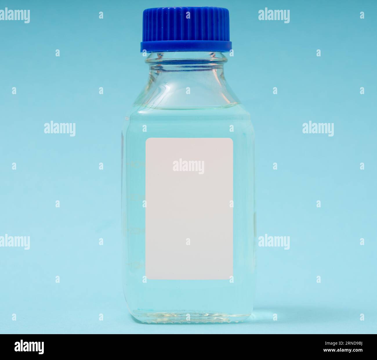 transparent glass bottle for chemical or biological substances on a ...