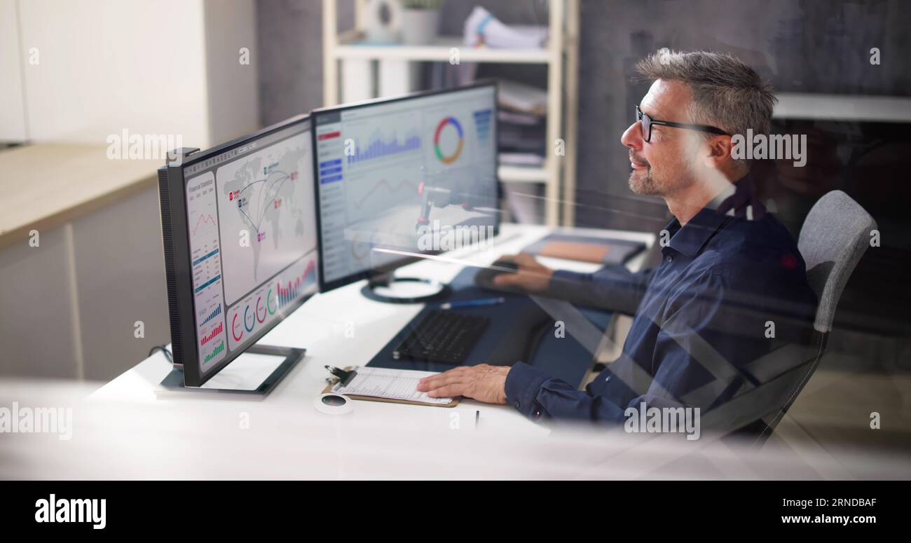 Financial Business Analytics Data Dashboard. Analyst Man Stock Photo ...