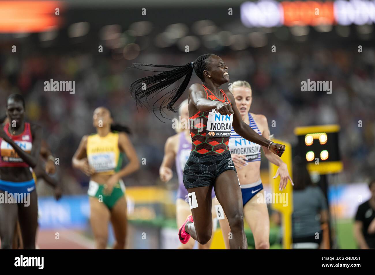 Mary Moraa winning in the 800 meters at the World Athletics ...