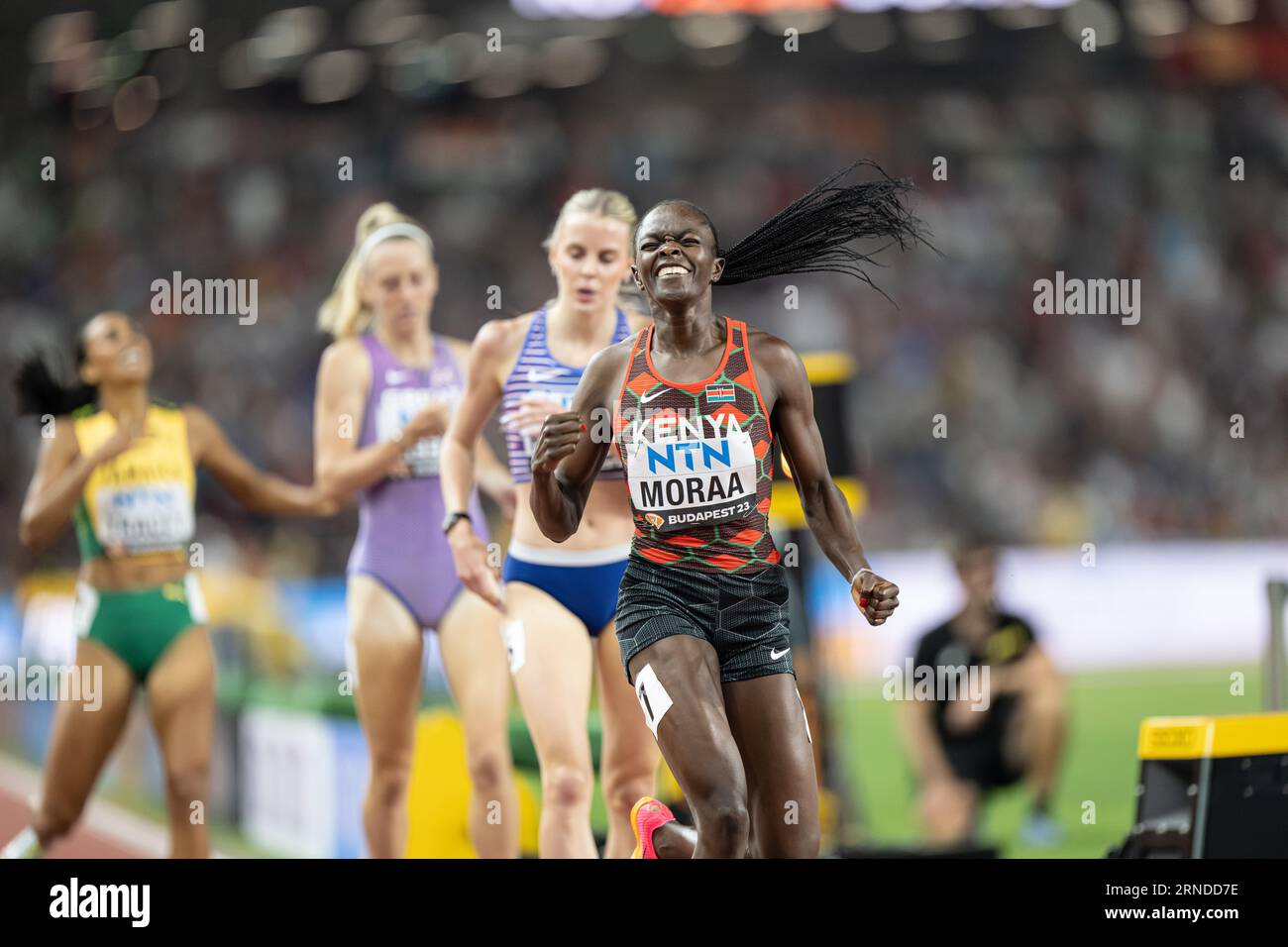 Mary Moraa winning in the 800 meters at the World Athletics ...