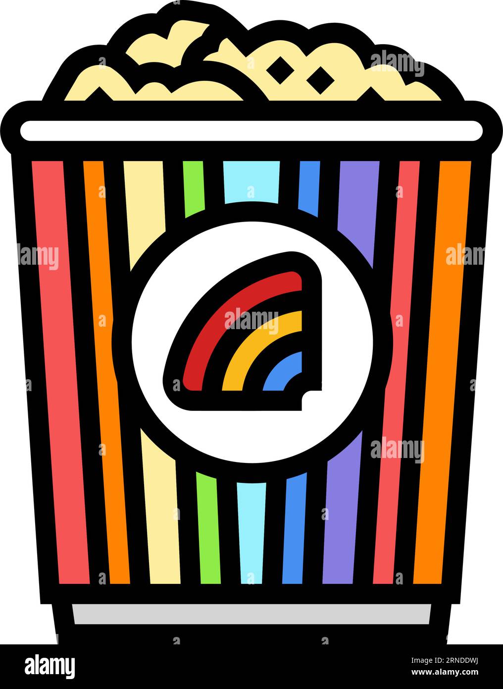 sweet rainbow popcorn food color icon vector illustration Stock Vector ...