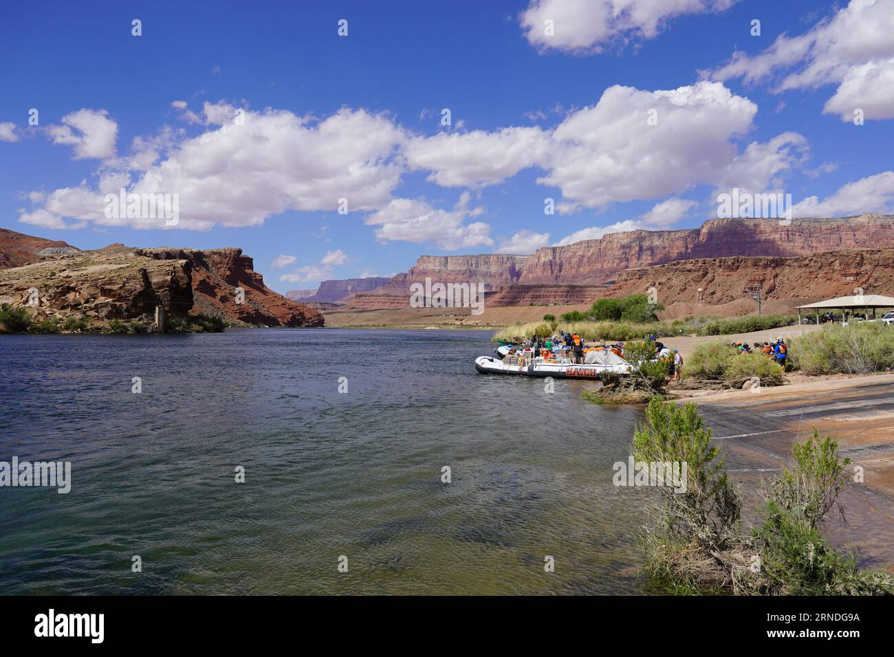 Group leaving from Lees Ferry Launch on a raft trip on the Colorado ...