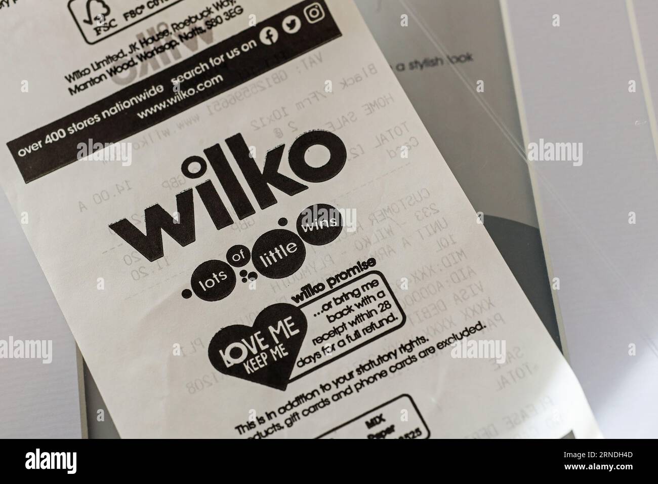 Back of a Wilko receipt. Little wins or big losses? Love Me Keep Me ...