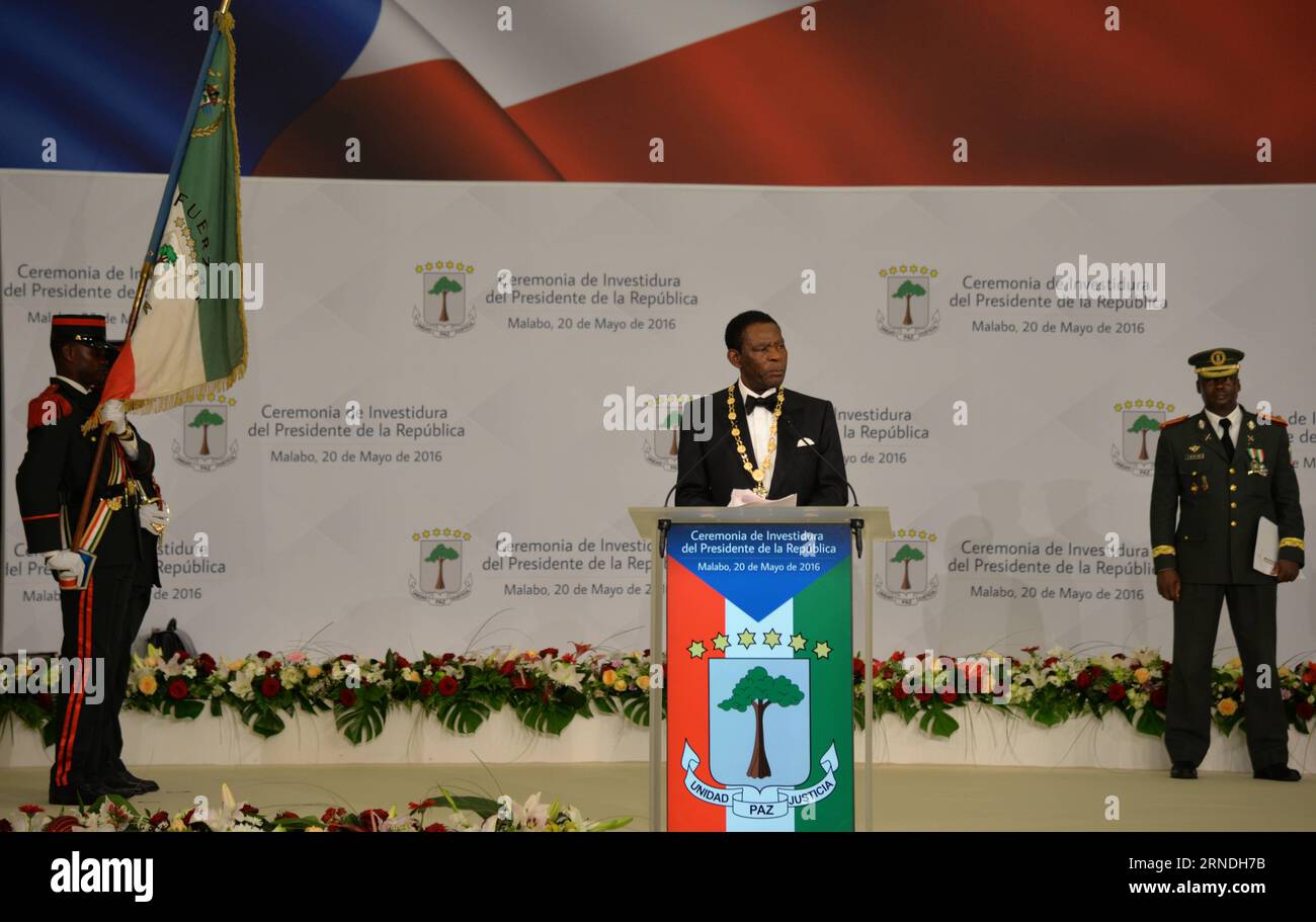 (160520) -- MALABO, May 20, 2016 -- Teodoro Obiang Nguema (C) attends ...