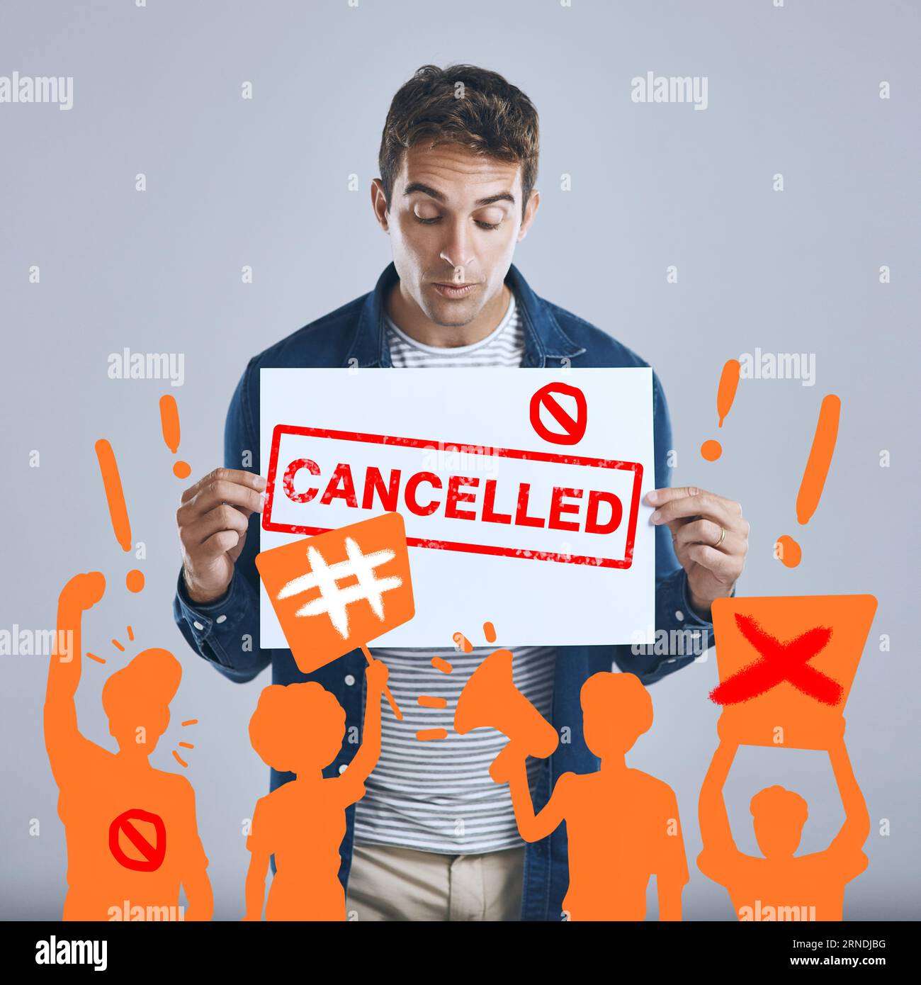 Cancelled Sign With Man