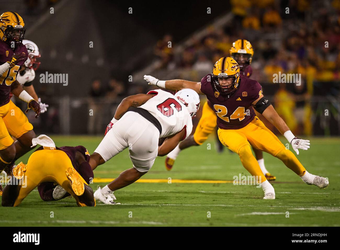Arizona State linebacker Tate Romney (24) attempts to stop Southern ...