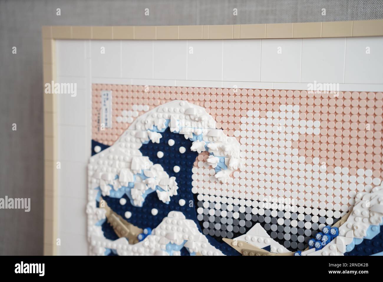 Hokusai – The Great Wave. legos canvas art Stock Photo - Alamy