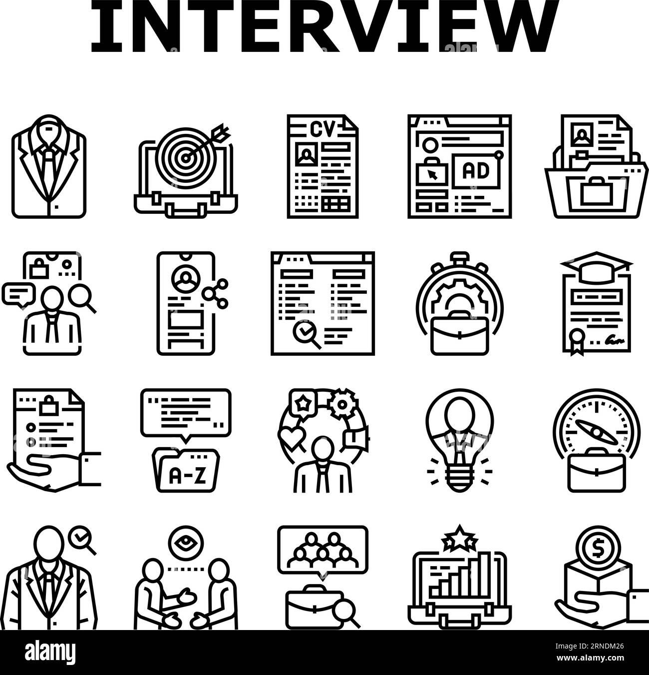 interview job business employee icons set vector Stock Vector Image ...