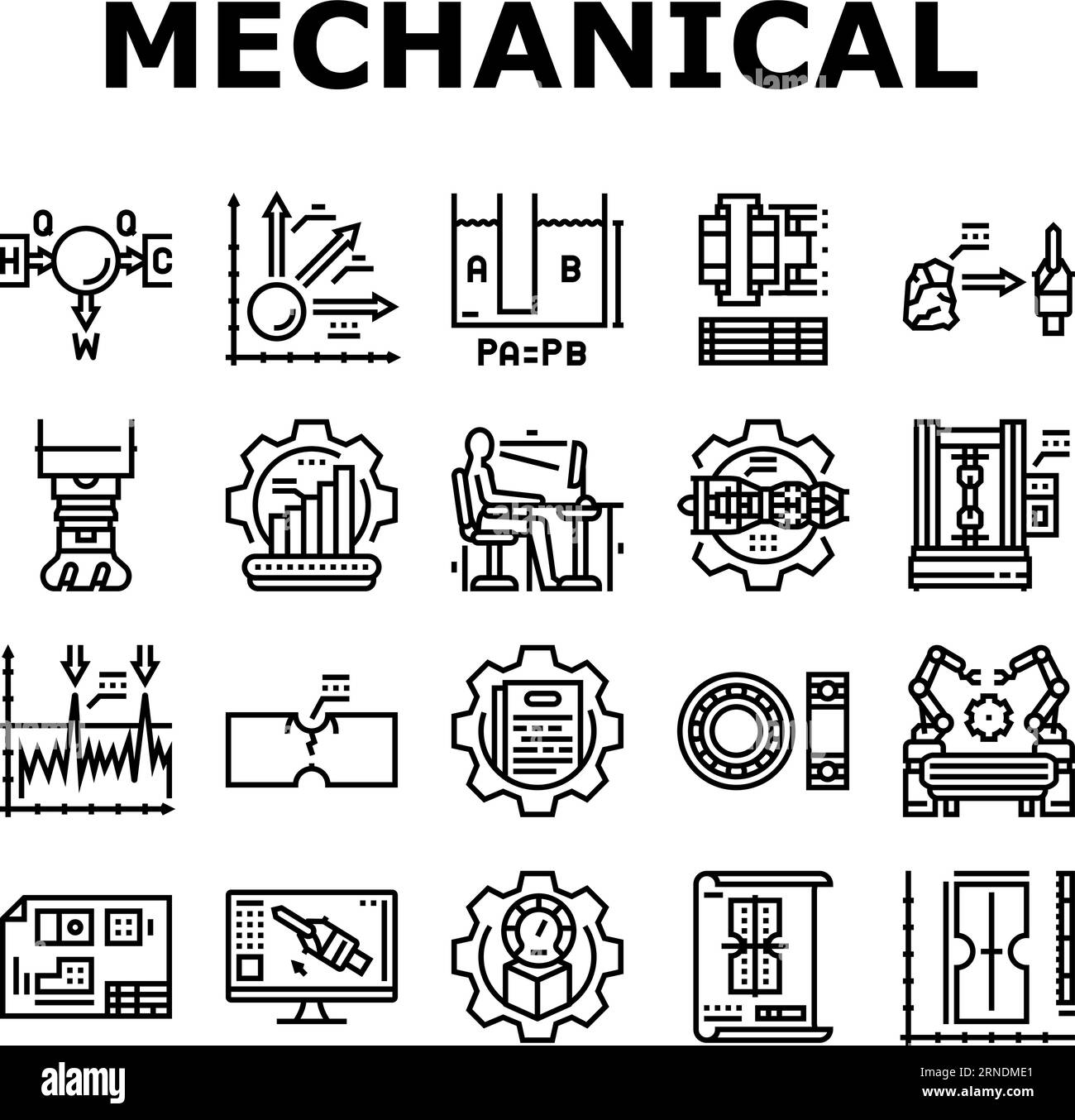 mechanical technology engineer icons set vector Stock Vector Image ...