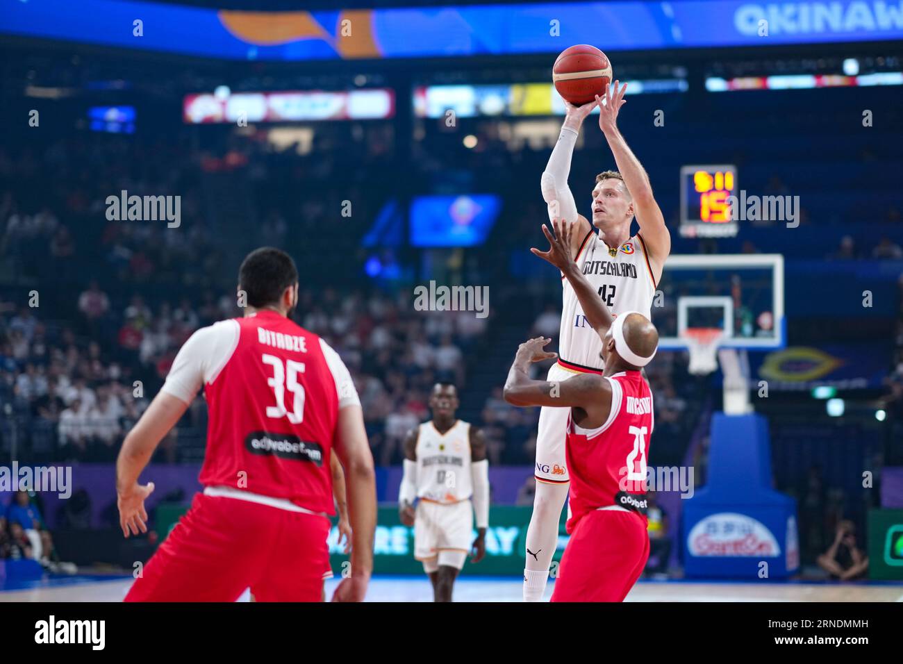 Okinawa, Japan. 1st Sep, 2023. Andreas Obst (top) of Germany shoots ...