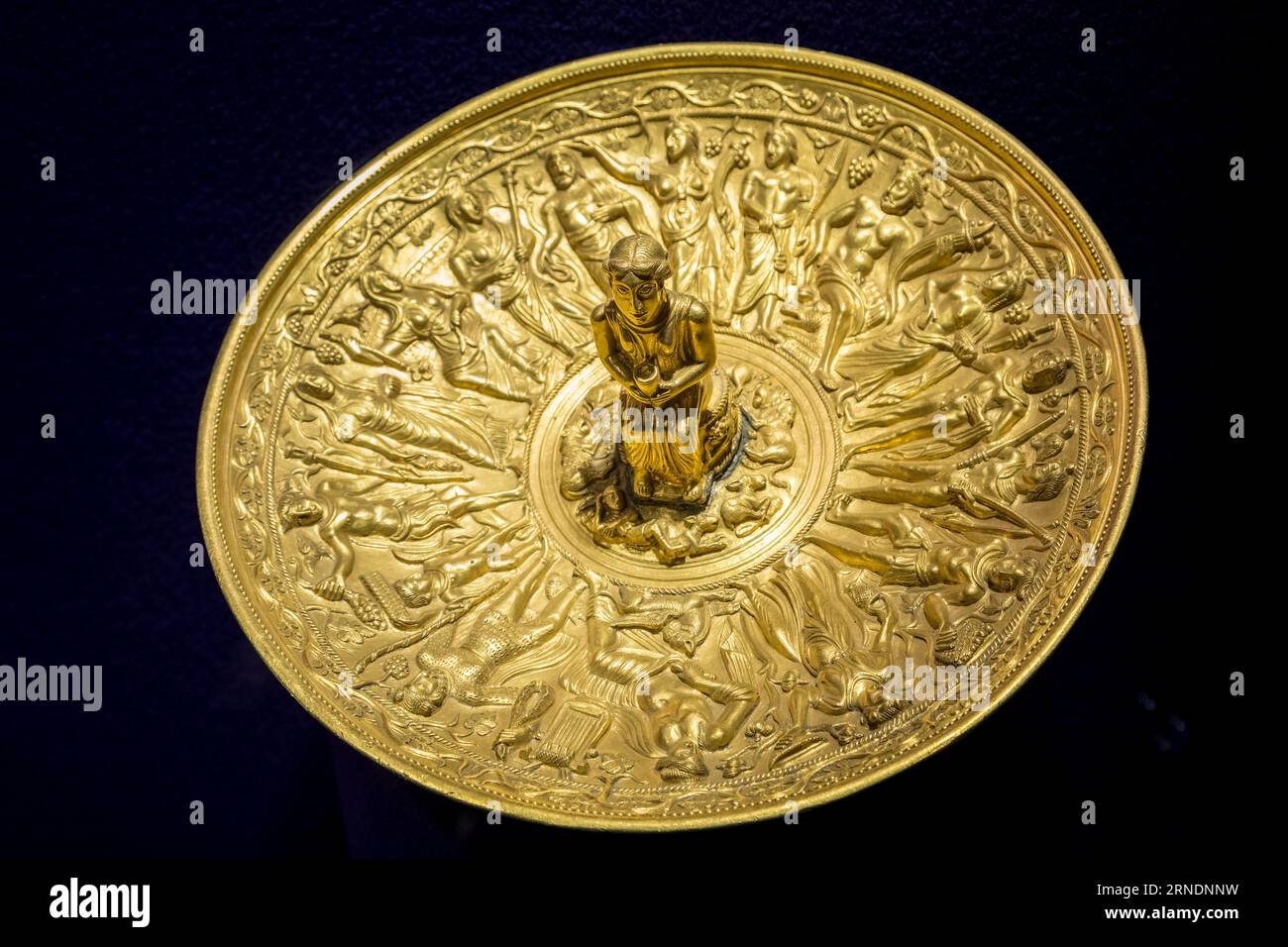 The spectacular gold patera (libation dish), part of the Pietroasele ...