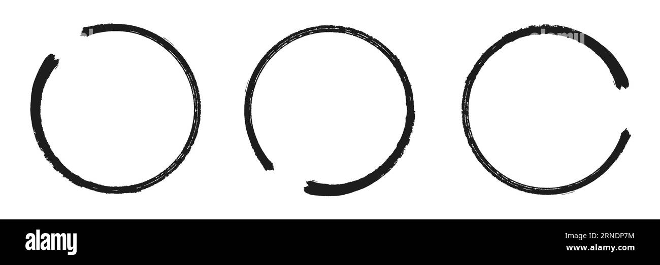 Collection hand drawn round shape. Sketch of circular doodles with a ...