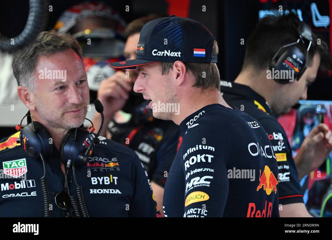 September 1, 2023, Monza, Italy: Dutch driver Max Verstappen (R) of Red ...