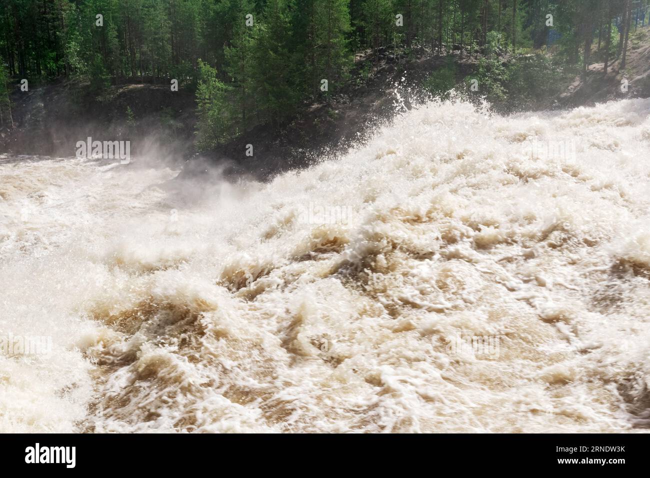 Girvas waterfall on the Suna River during the idle discharge of water ...