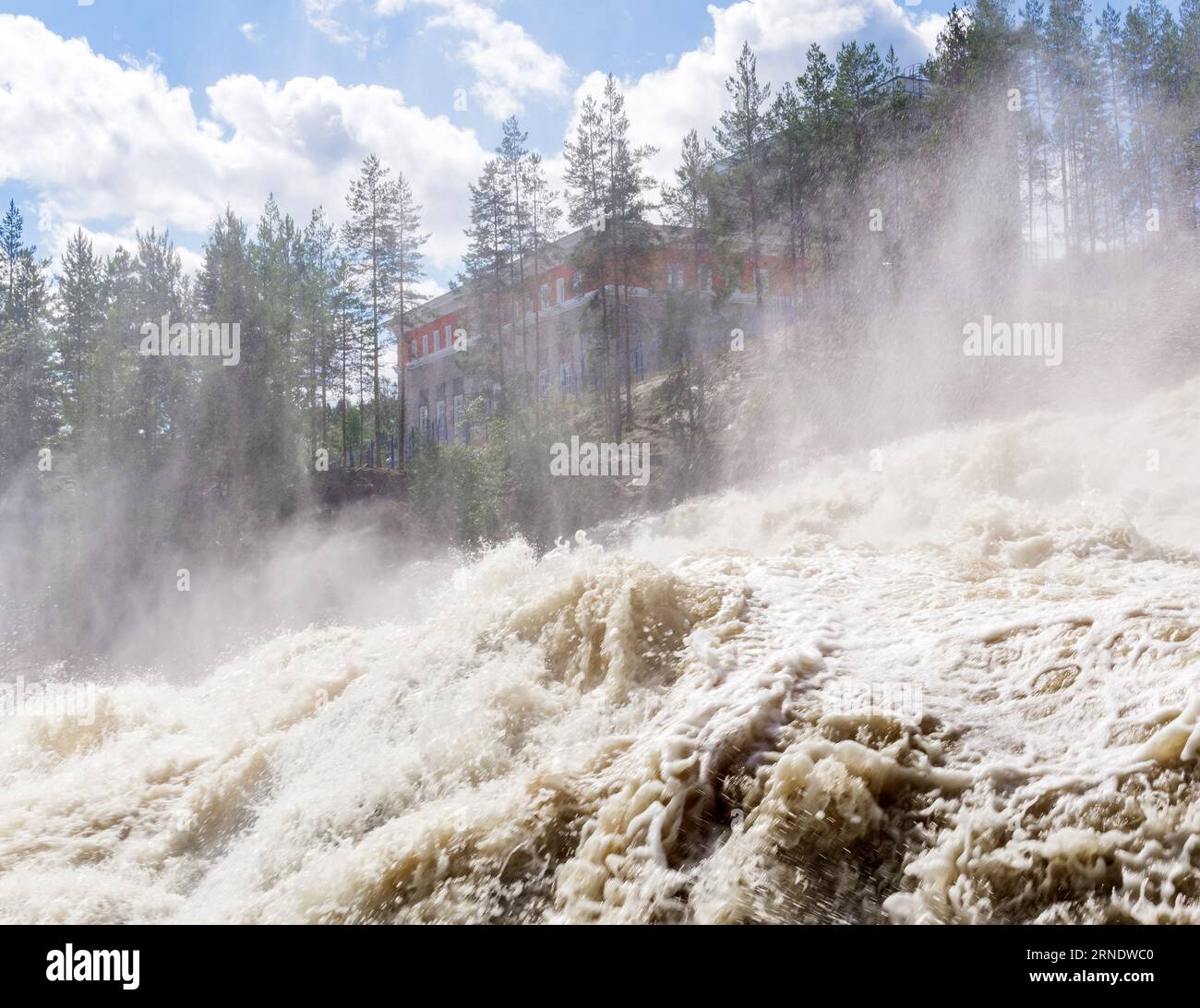 turbulent stream during an idle discharge of water against the ...