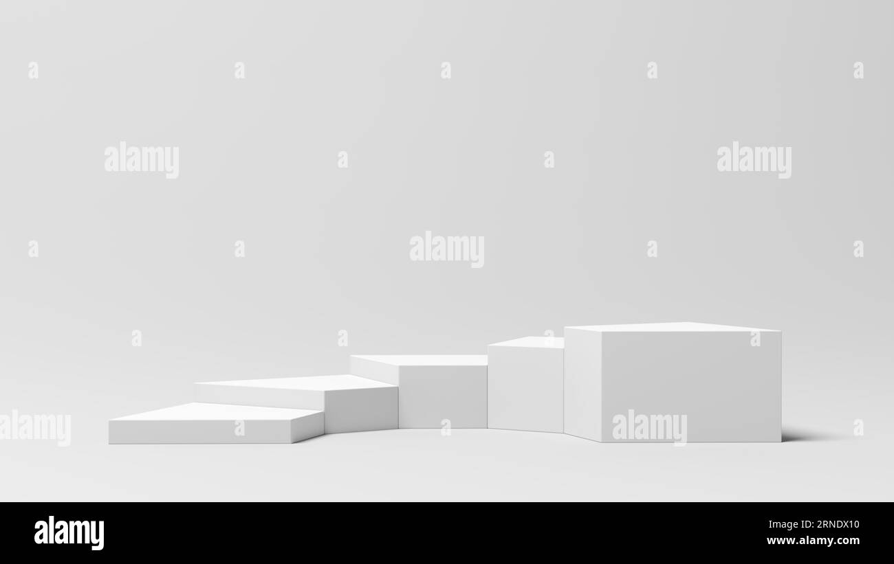 Product display. Display plinths. Stand. White color. 3d illustration ...