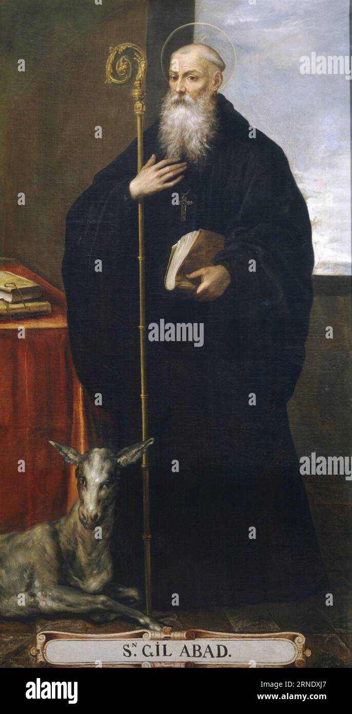 San Gil abad 1616 by Bartolomé Román Stock Photo - Alamy