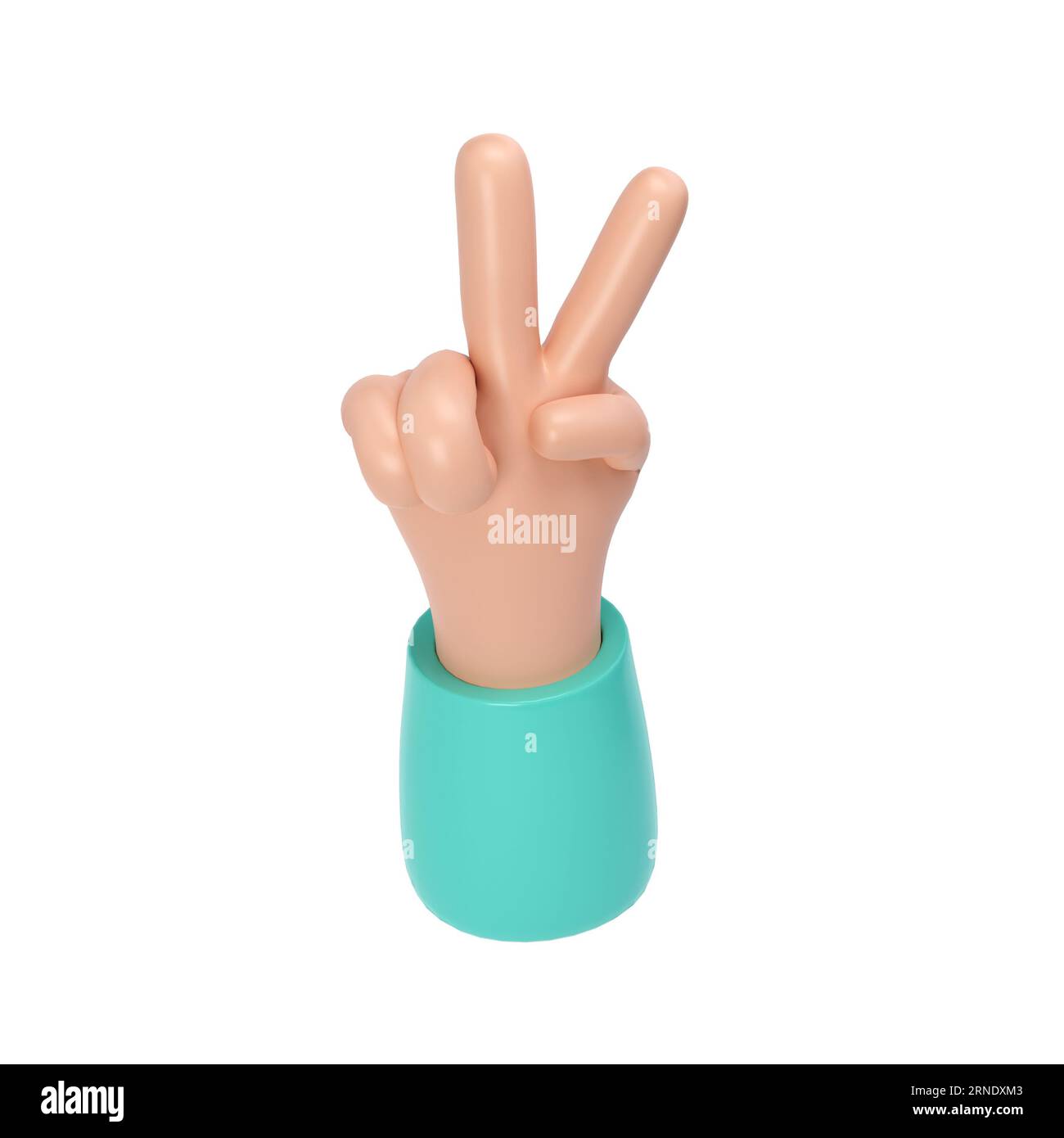 3d hand victory icon illustration. Two fingers social icon. Cartoon ...