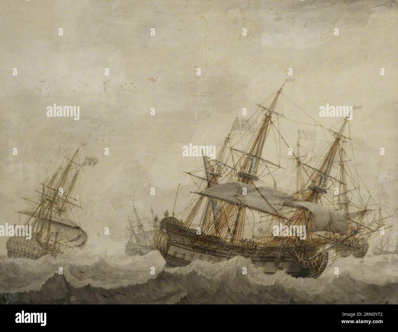 English Men-of-War in a Strong Breeze by Cornelis Boumeester Stock ...