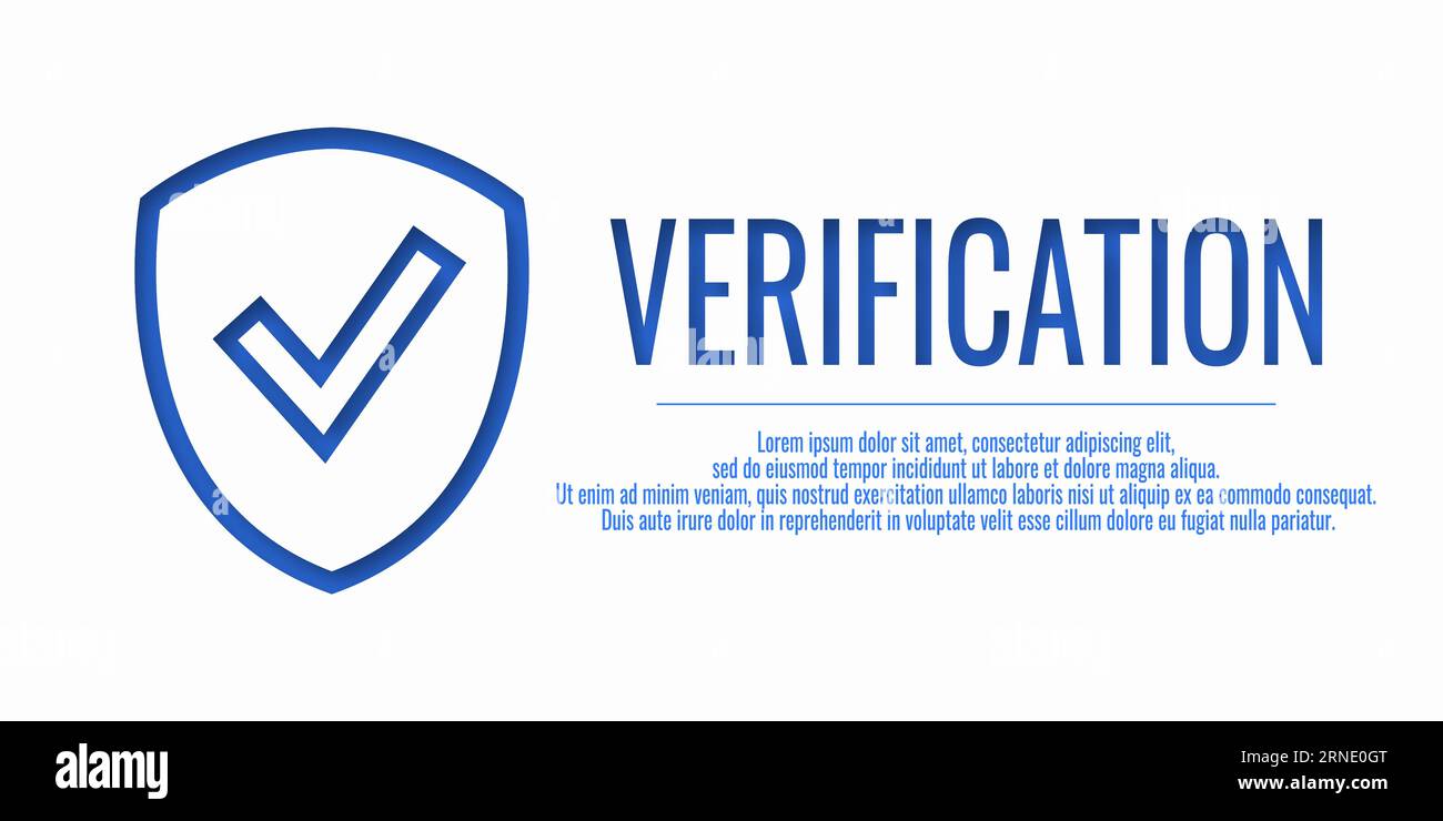 Verification banner with check shield. Security concept. Protection ...