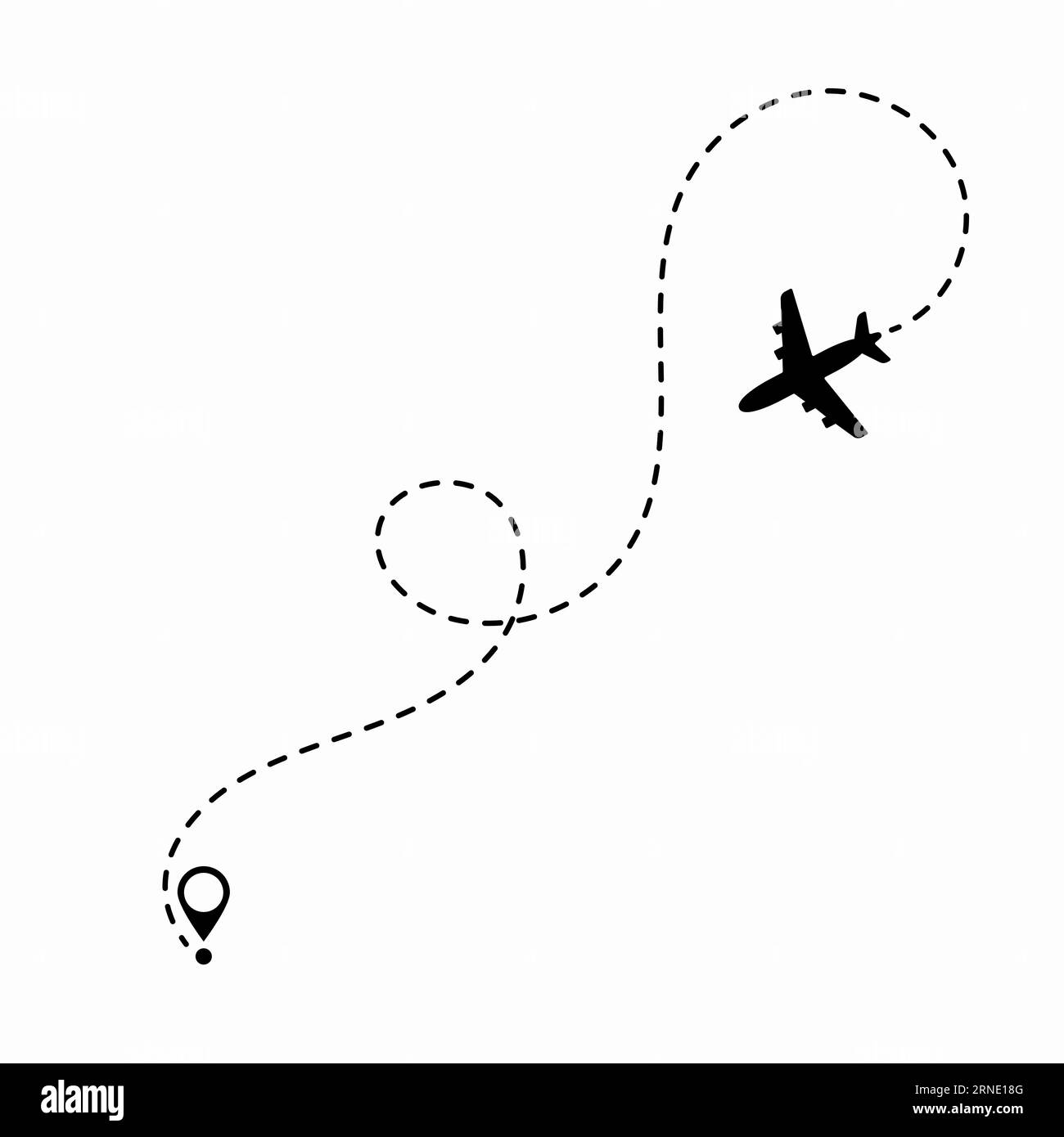 Travel concept. Dotted path airplane. Aircraft tracking. Airplane route ...